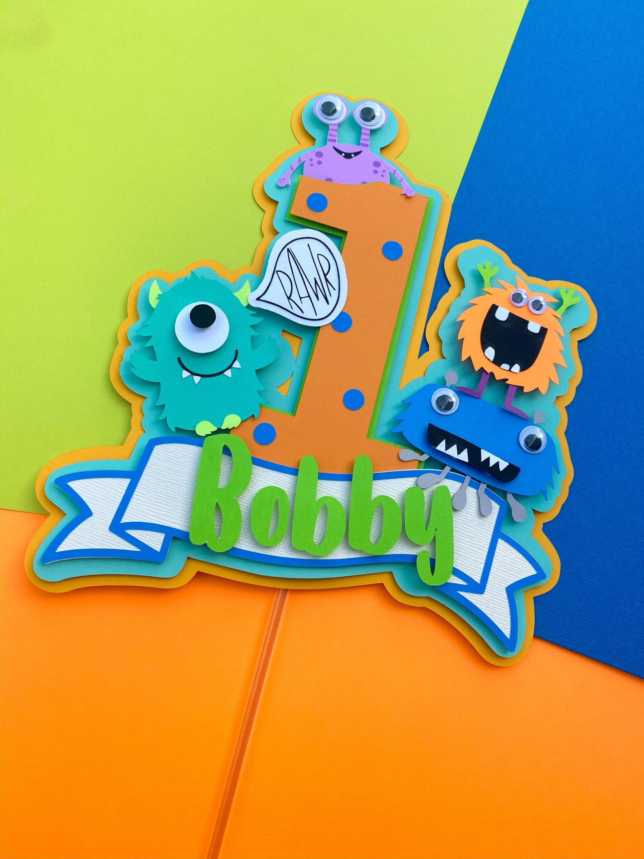 Monsters theme cake topper, monsters party, monster cake topper ...