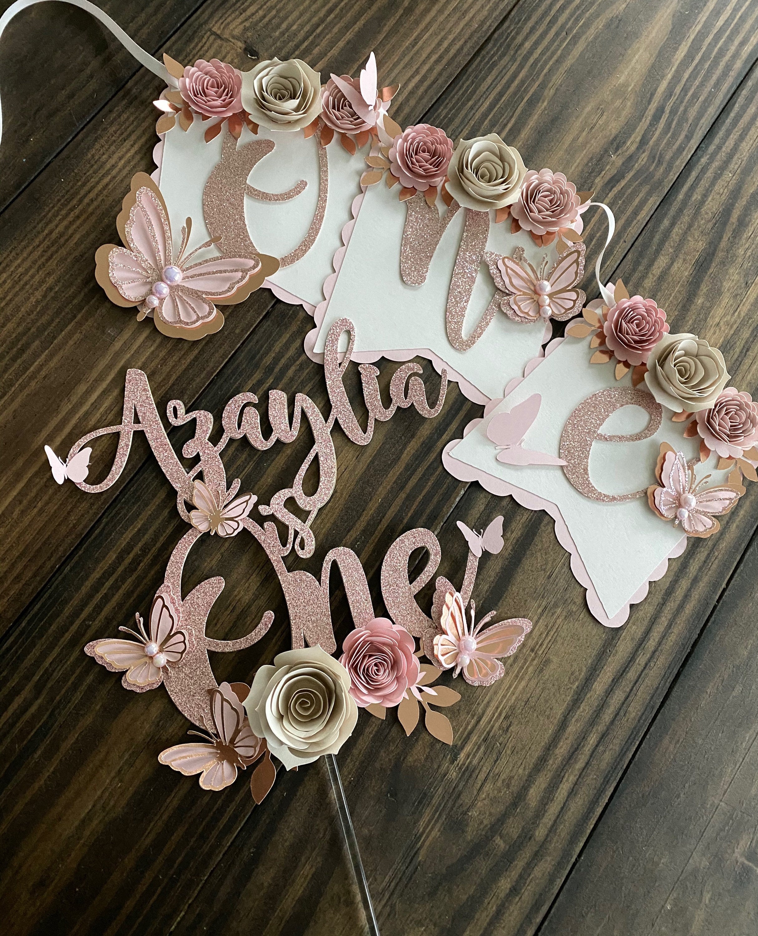 Butterfly theme banner, butterfly floral banner, 1st birthday butterfl ...