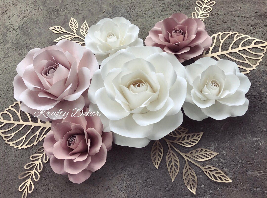 Set of 6 paper flowers, nursery paper flowers, Nursery wall decor, pap ...